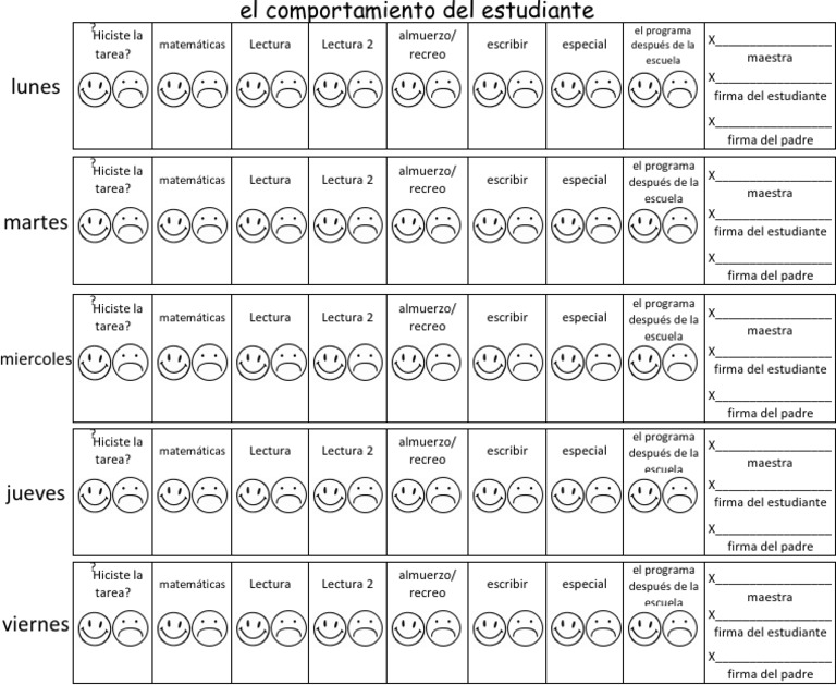 Weekly Behavior Report Spanish | PDF | Artes del Lenguaje y Comunicación