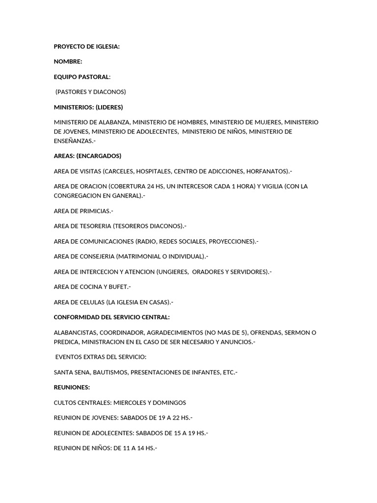 Proyecto de Iglesia | PDF | Oración | Cristo (título)