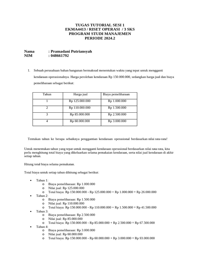 Tugas Tutorial Sesi 1 Riset Operasi.. | PDF
