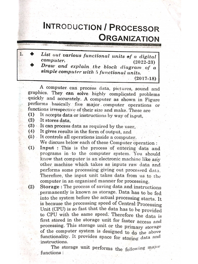 COA Unit 1 Important Question | PDF