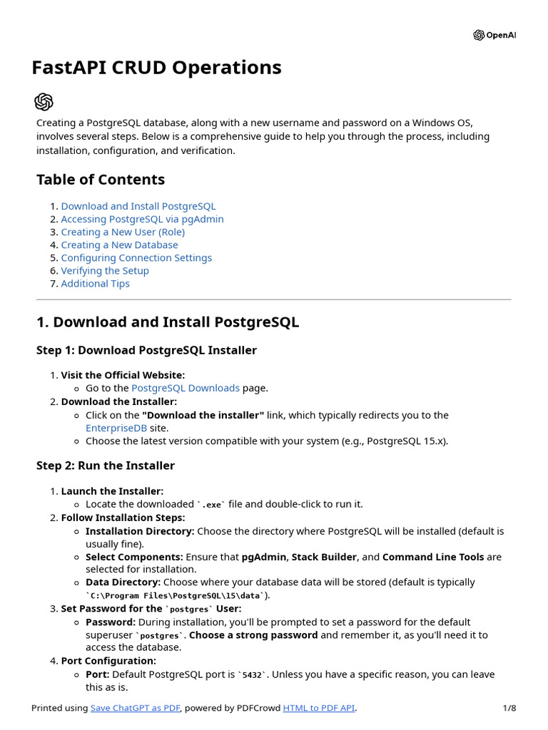FastAPI CRUD Operations | PDF | Postgre Sql | Databases FastAPI CRUD Operations | PDF | Postgre Sql | Databases