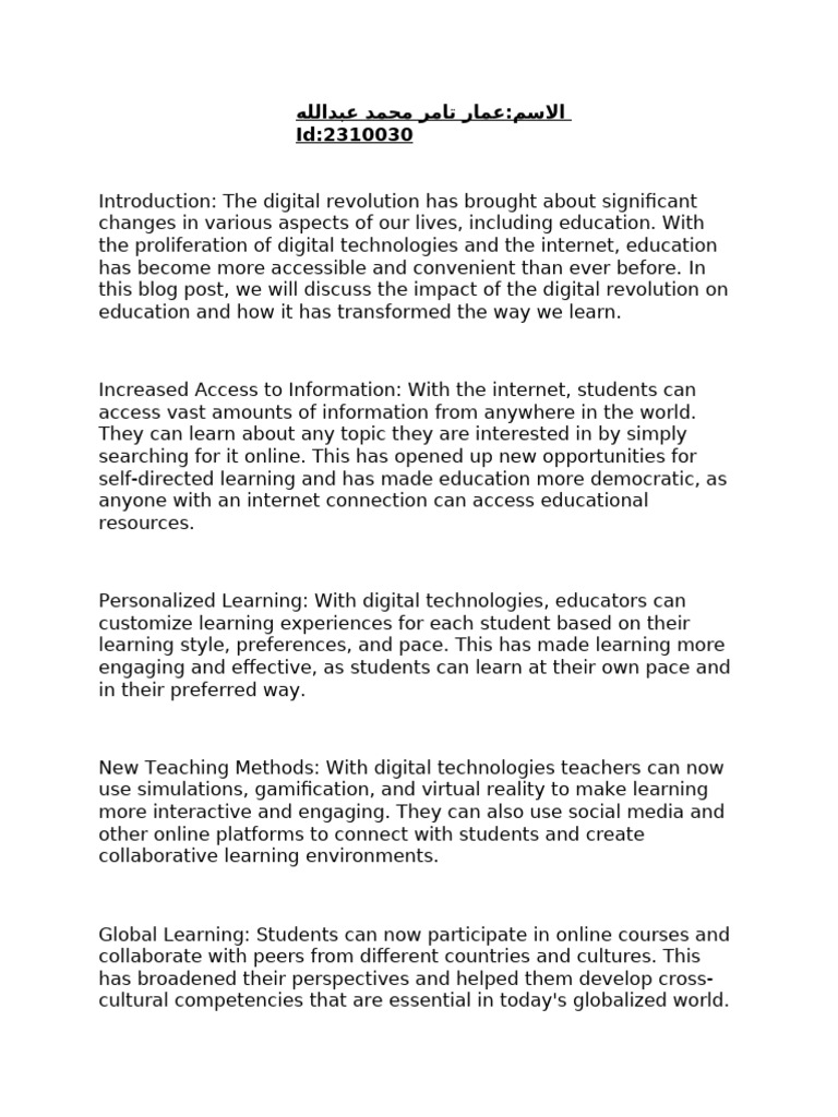 The Impact of Digital Revolution | PDF | Learning | Educational Technology
