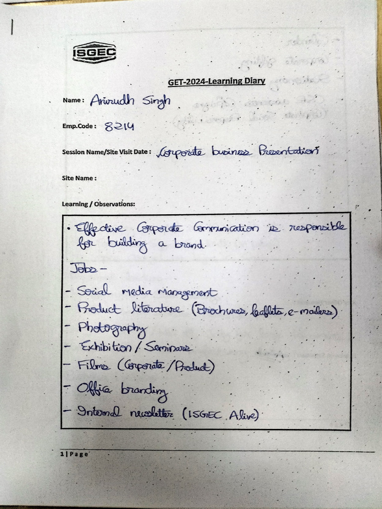 GET 2024 - Learning Diary | PDF