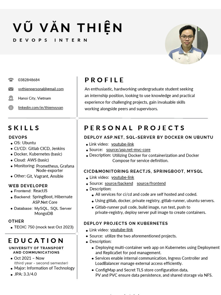VuVanThien-CV-DevOps | PDF | Computing | Software