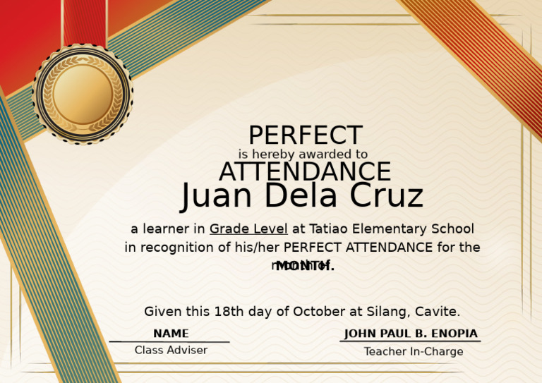 Perfect Attendance | PDF