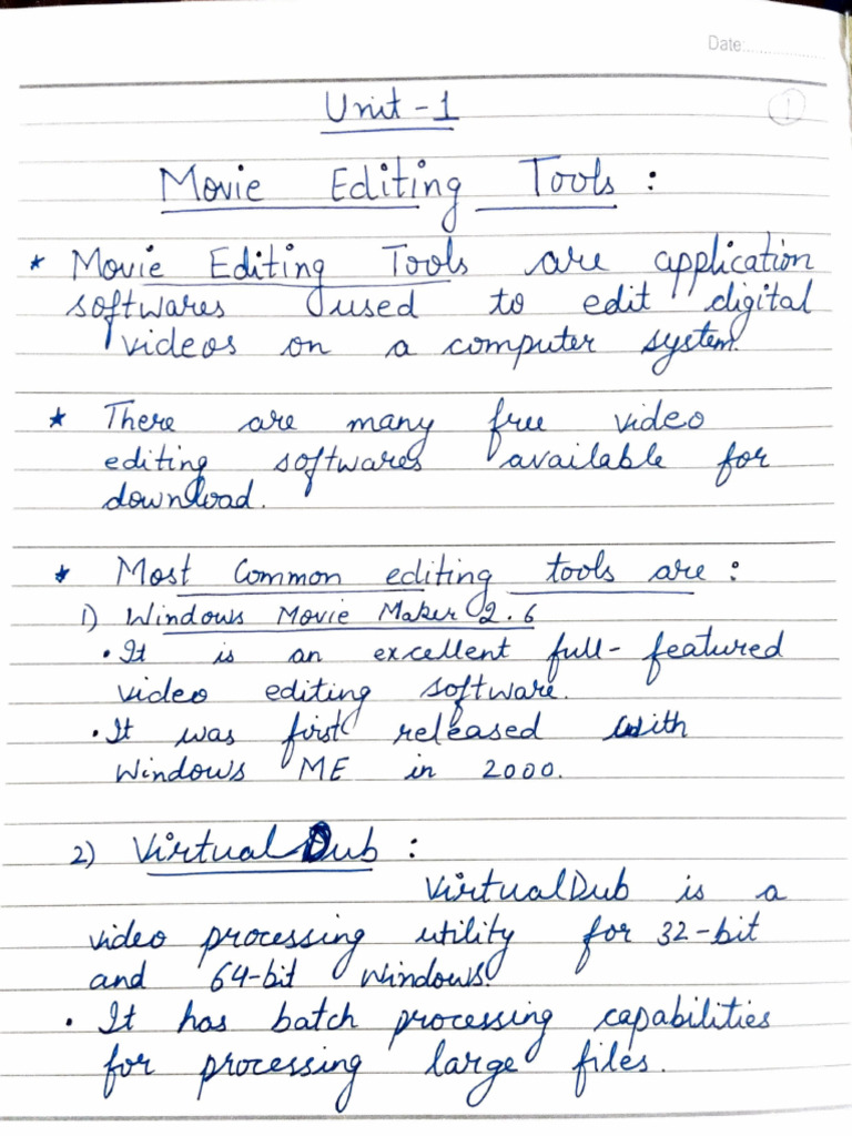 Class XII Notes (CH 1-Movie Editing Tools) | PDF