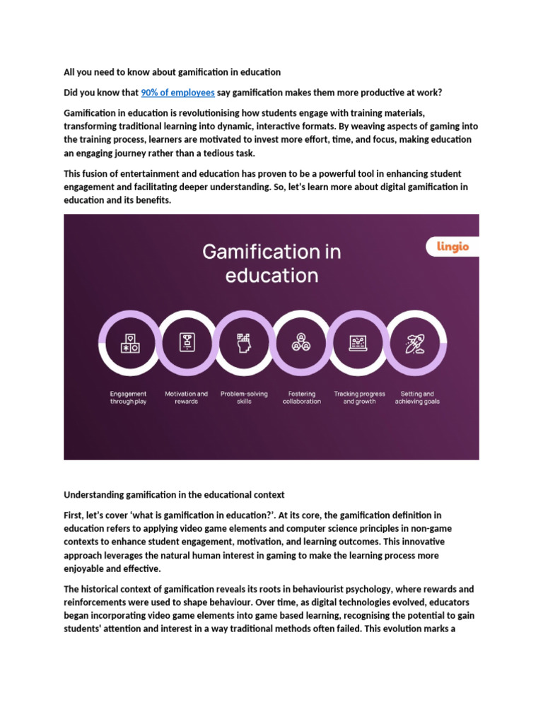 All You Need To Know About Gamification in Education | PDF | Learning | Motivation