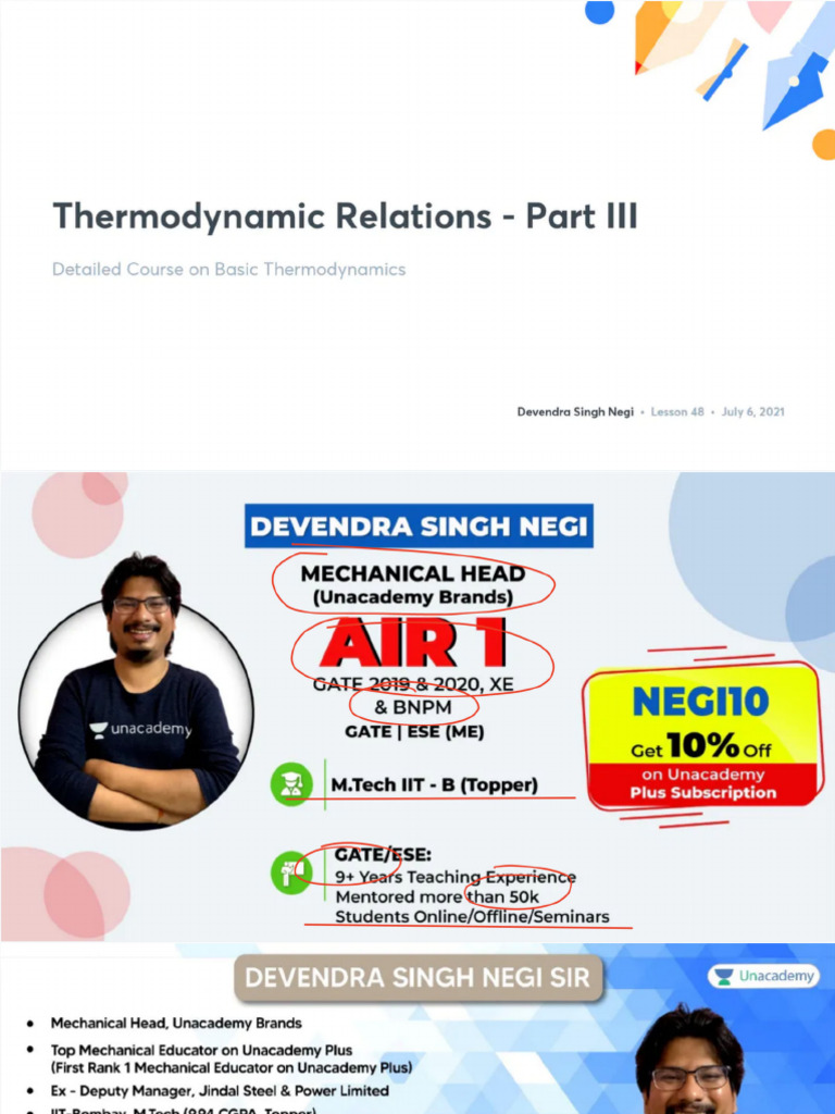 Thermodynamic Relations Part III With Anno | PDF