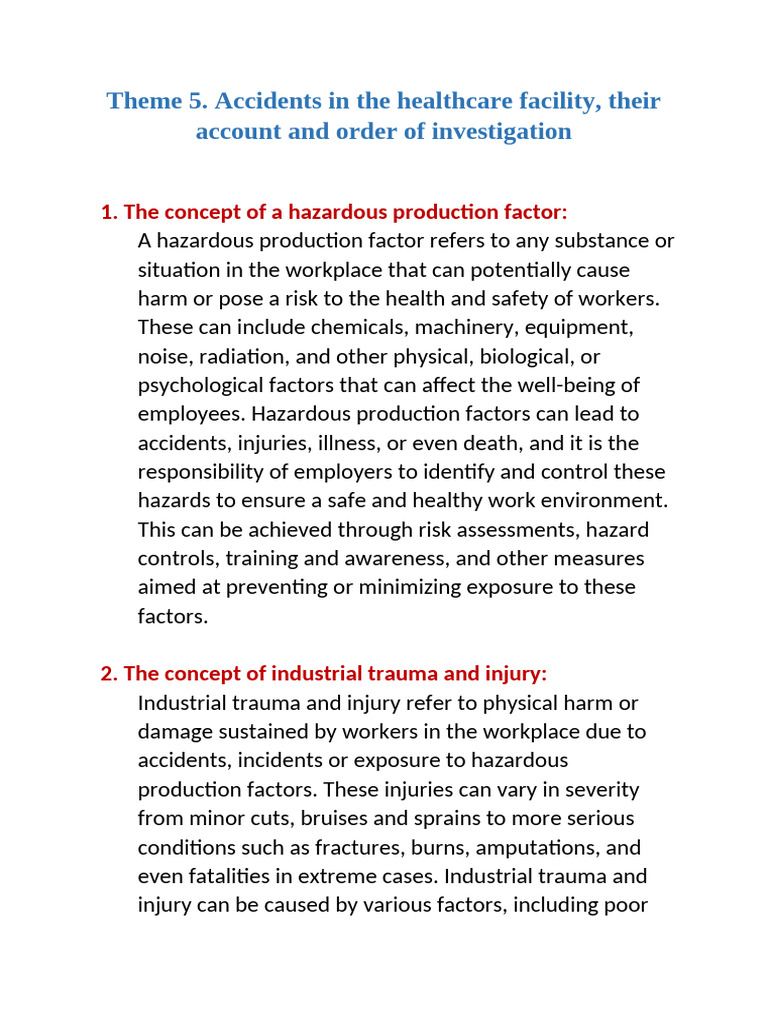 Investigating Healthcare Facility Accidents | PDF | Psychological ...