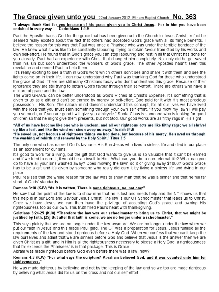 Understanding God's Grace in Christ | PDF | Grace In Christianity ...
