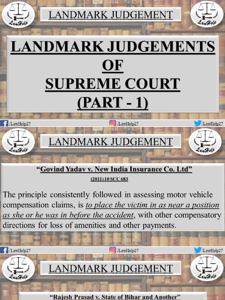 LandMark Judgements of Supreme Court (Part-I) | PDF
