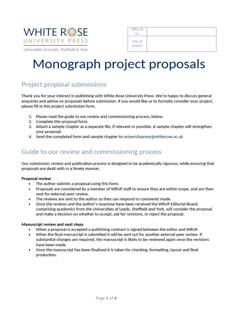 WRUP Monograph Proposal Form v2 | PDF | Computers