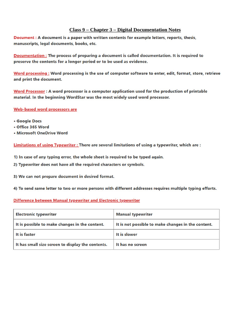 GR 9 - L3 - CS Digital Documentation Notes | PDF