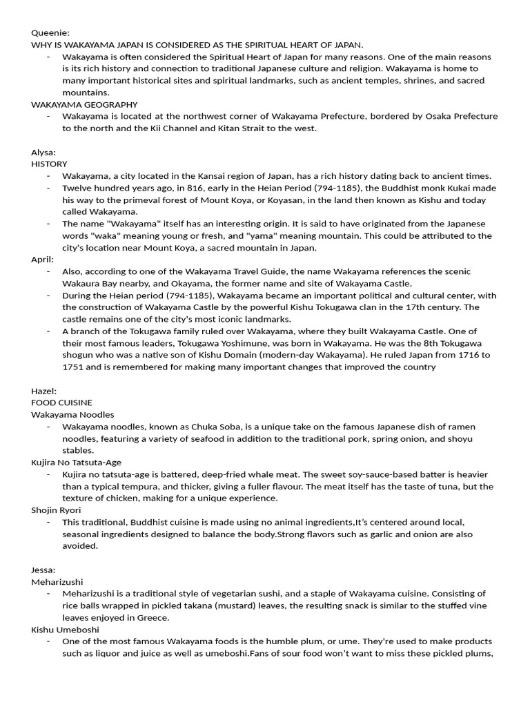 Script Wakayama Japan | PDF | Shinto | Foods