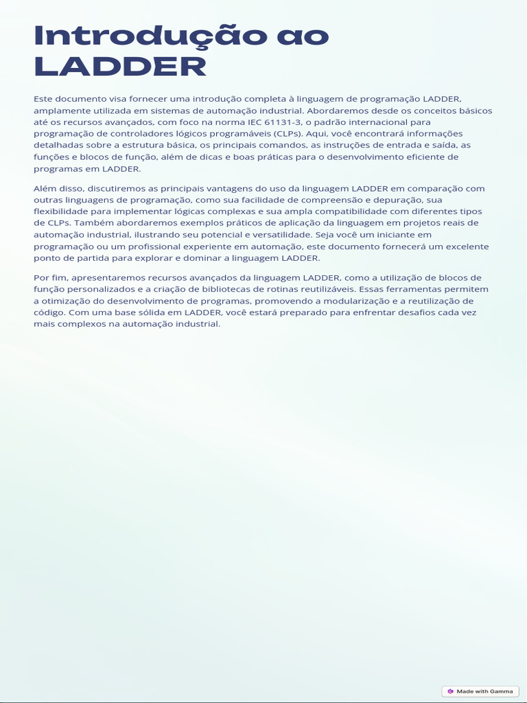 Ladder Norma Iec 61131 3 Principais Comandos CLP Introducao Ao ...