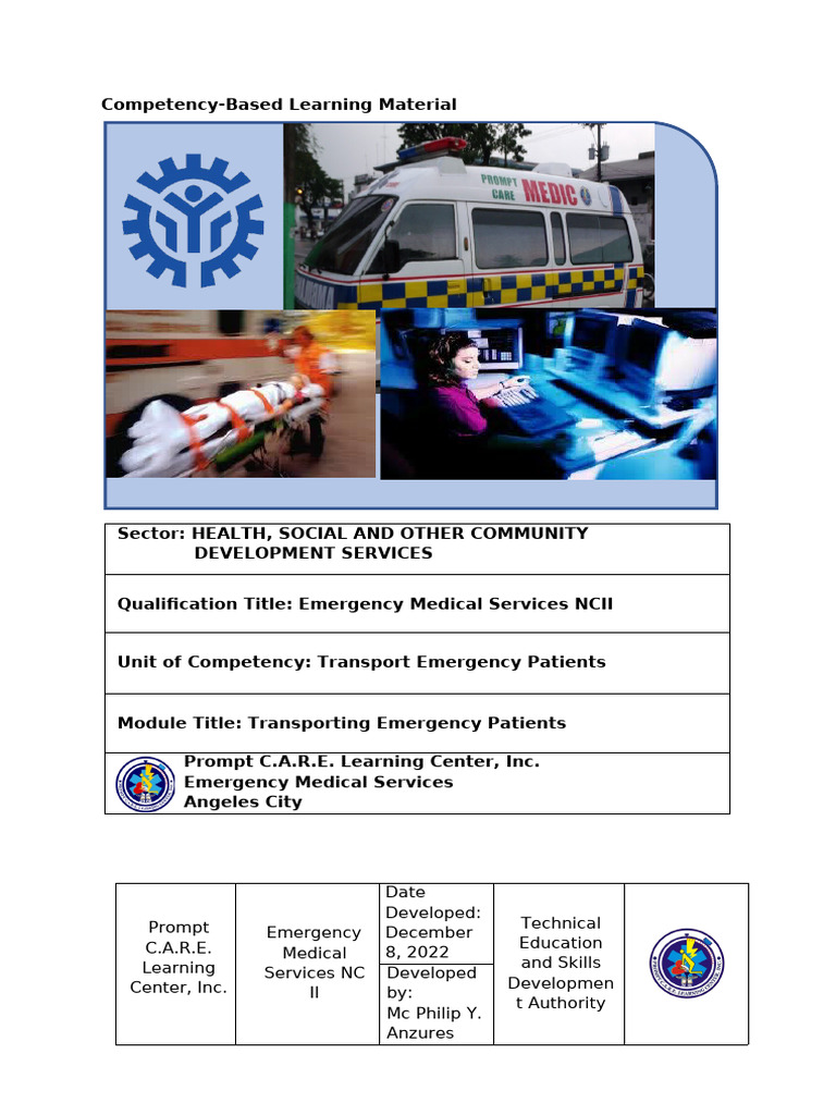 MC CBLM | PDF | Ambulance | Emergency