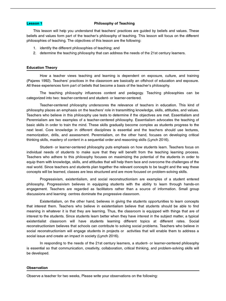 FS Chapter 7 Lesson 1to5 Answered | PDF | Teachers | Learning