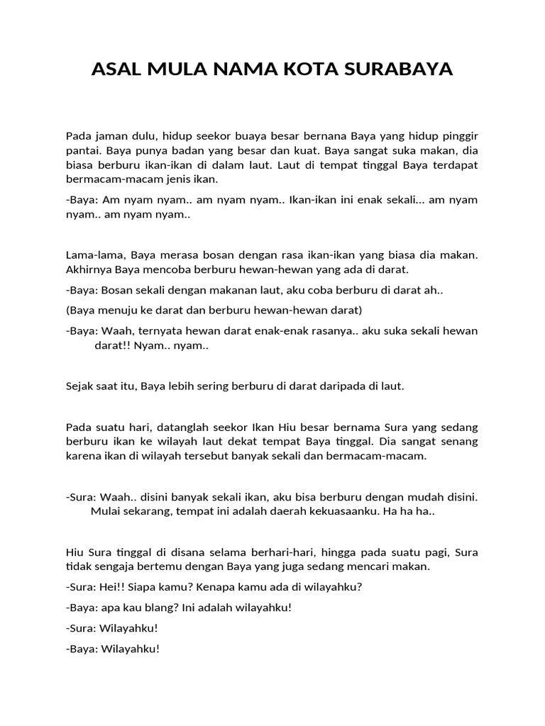 Asal Mula Nama Kota Surabaya | PDF