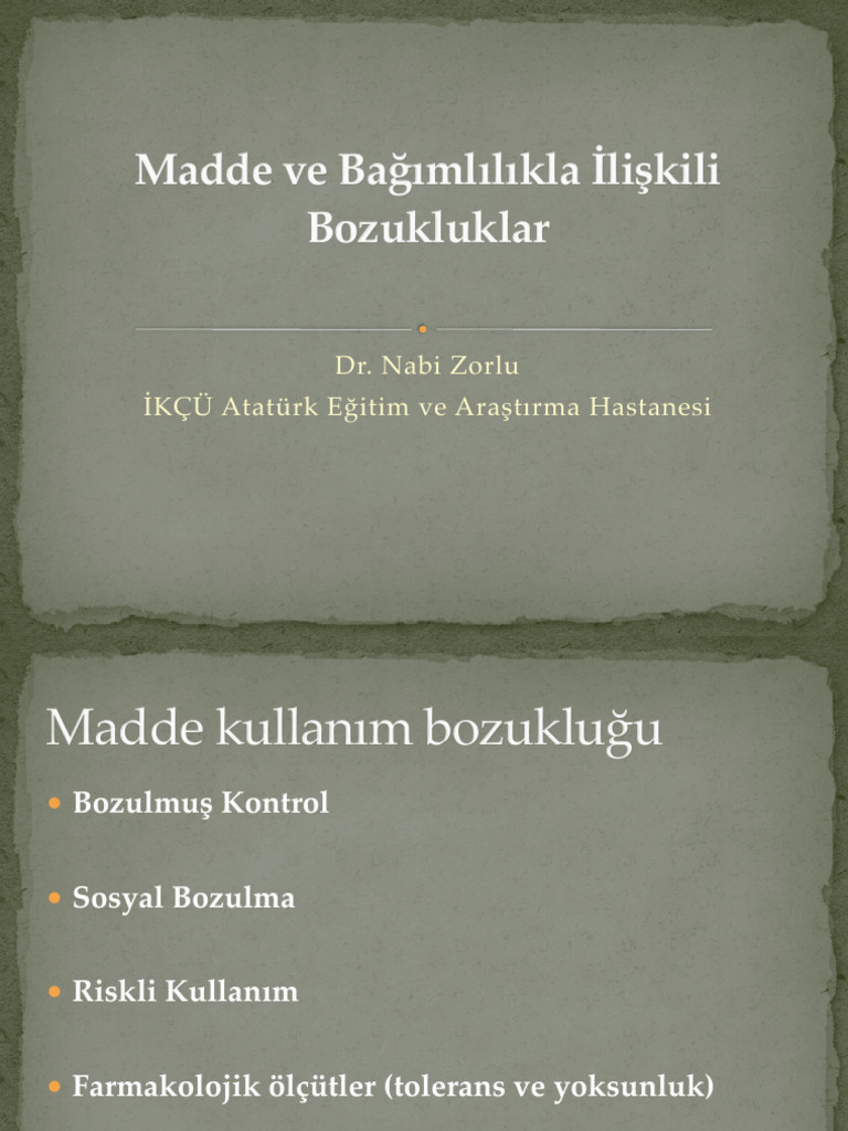 17alkol Ve Madde Kullanım Bozuklukları | PDF