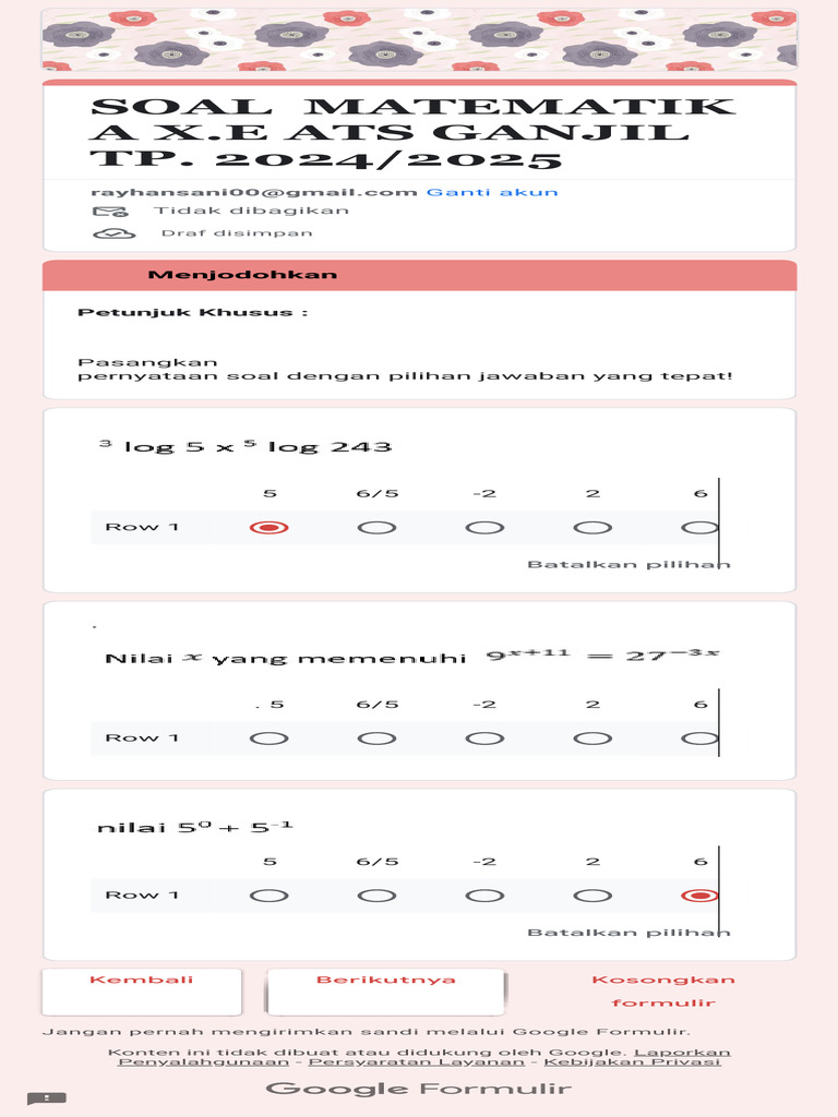 Soal Matematika X.E Ats Ganjil Tp. 20242025 | PDF