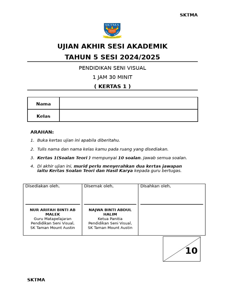 Uasa PSV Tahun 5 | PDF