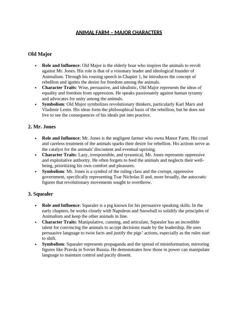 Character Analysis - Animal Farm | PDF | Ideologies | Political Science