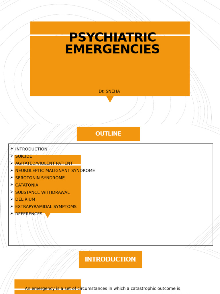 Psychiatric Emergencies | PDF | Suicide | Mental Disorder