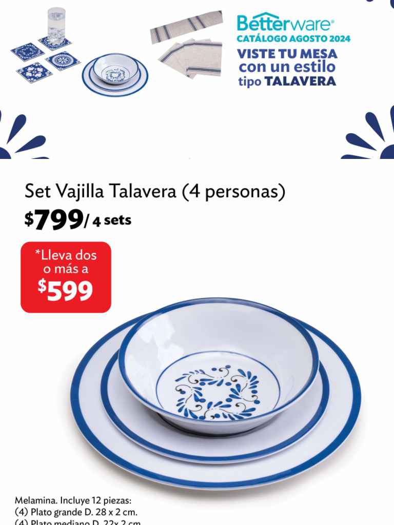 Betterware - Viste Tu Mesa Estilo Talavera - Agosto 2024 | PDF