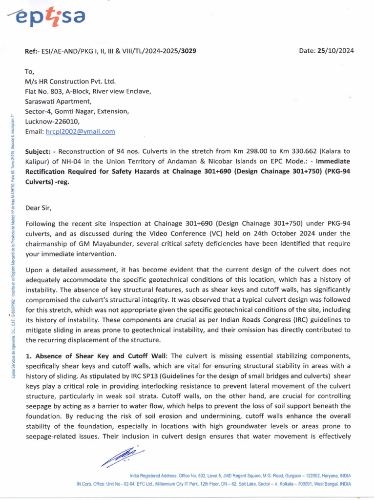 Letter No 3029 Immediate Rectification Required For Safety Hazards 301 ...