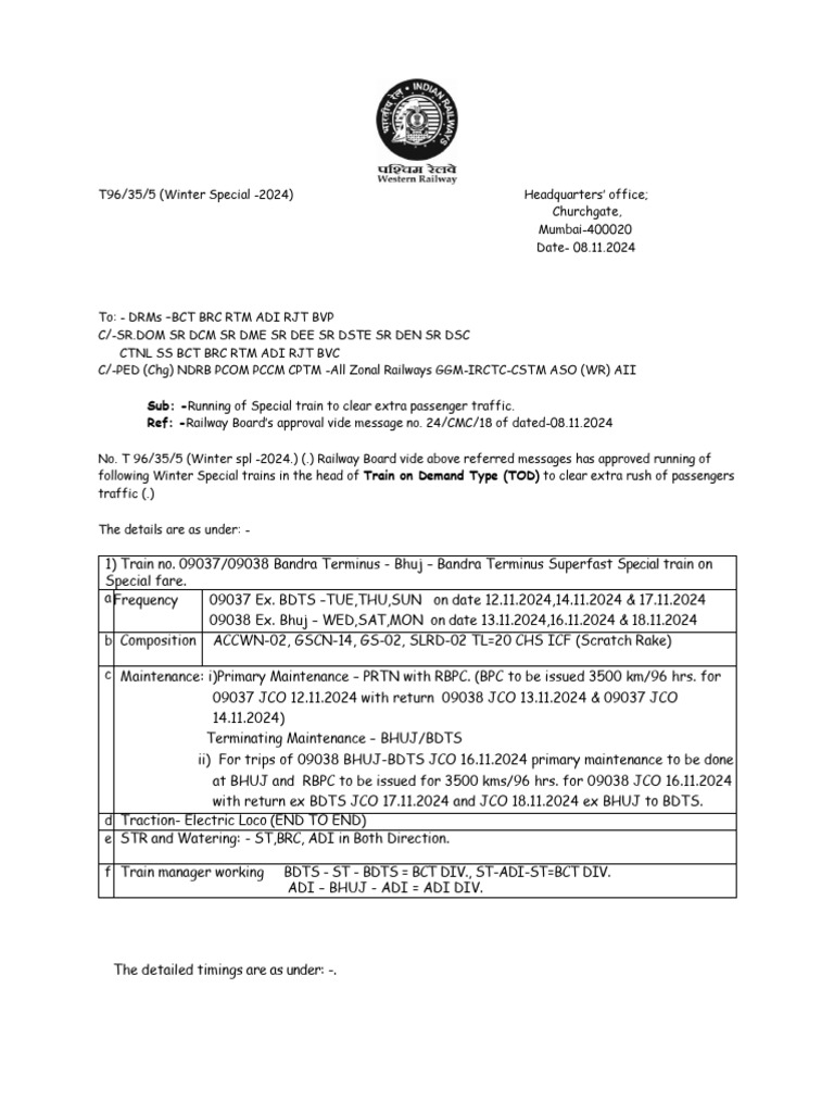 Notification of Wr Tod Bhuj-bdts-bhuj-bl | PDF