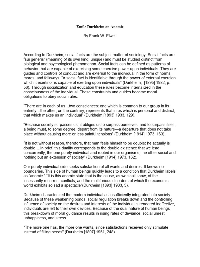 Durkheim on Anomie | PDF | Deviance (Sociology) | Émile Durkheim