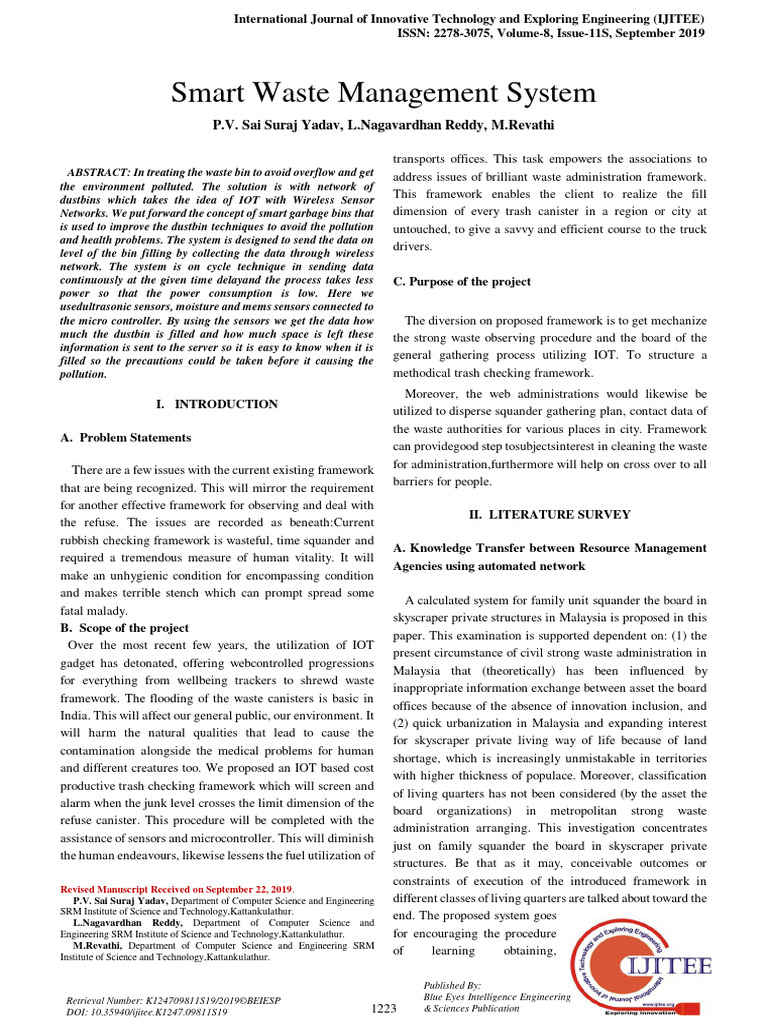 Smart Waste Management System 2 | PDF | Arduino | Internet Of Things