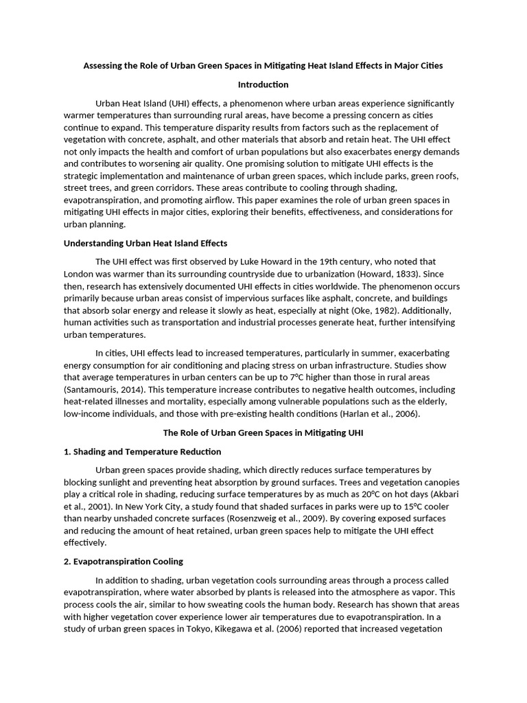 Urban Green Spaces Reduce Heat | PDF | Natural Environment | Earth Sciences
