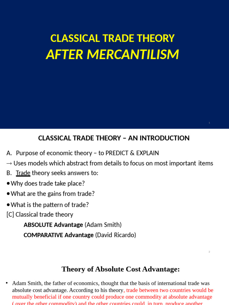 Classical Trade Theory | PDF | Classical Economics | Comparative Advantage