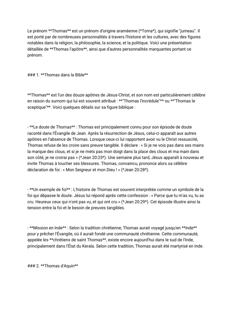 Figures historiques nommées Thomas | PDF | Thomas Edison | Thomas d'Aquin