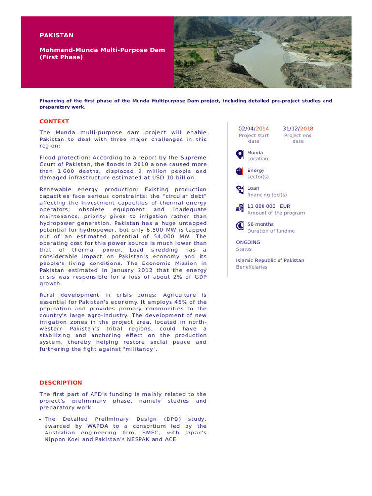 Mohmand-Munda Multi-Purpose Dam (First Phase) - 3235 | PDF ...