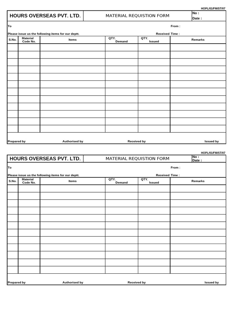 Material Requistion Slip | PDF