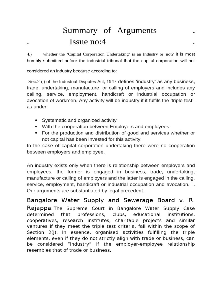 Summary of Arguments | PDF | Business | Finance & Money Management