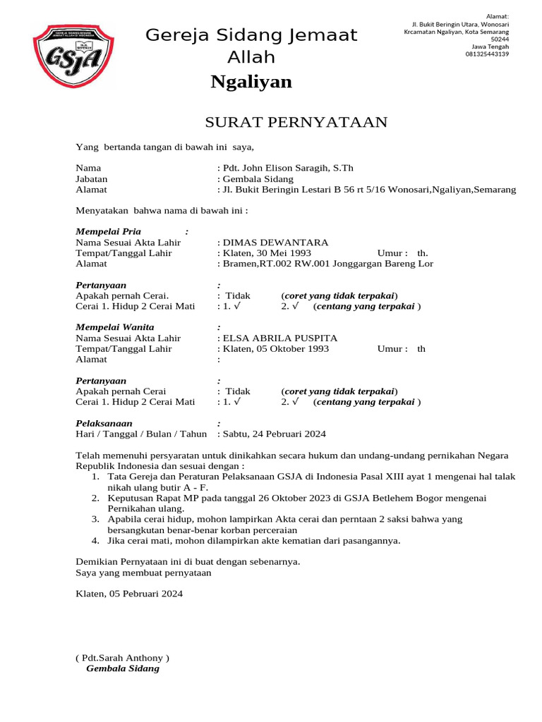 Surat Pernyataan Filipi | PDF