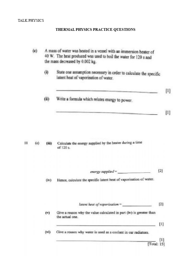 Form 3 Physics Thermal Physics and Waves Practice QNS | PDF