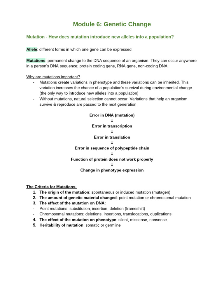 BIO- MODULE 6 | PDF | Mutation | Genetic Engineering
