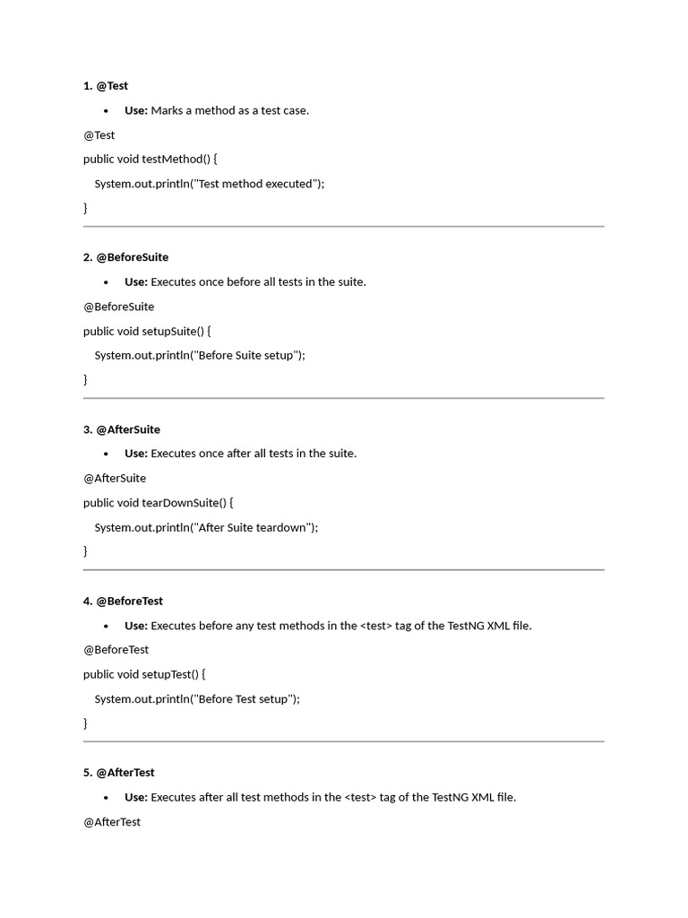 Testng Methods And Annotations Pdf Computer Programming Software