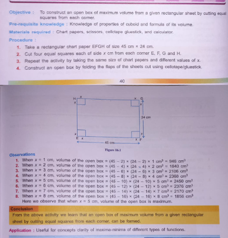 Maximizing Volume of Open Box Design | PDF | Teaching Methods & Materials
