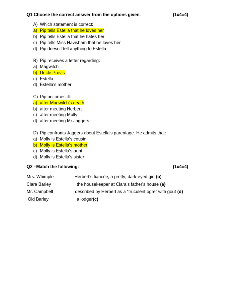 Great Exp Worksheet 4 | PDF | Young Adult