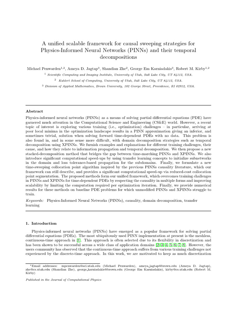 A Unified Scalable Framework for Causal Sweeping Strategies有四个时间分片可视化的paper - 结合时间分片和XPINN | PDF ...