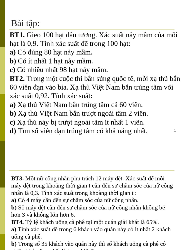 01.Xstk. Tự Học. Bài Tập | PDF