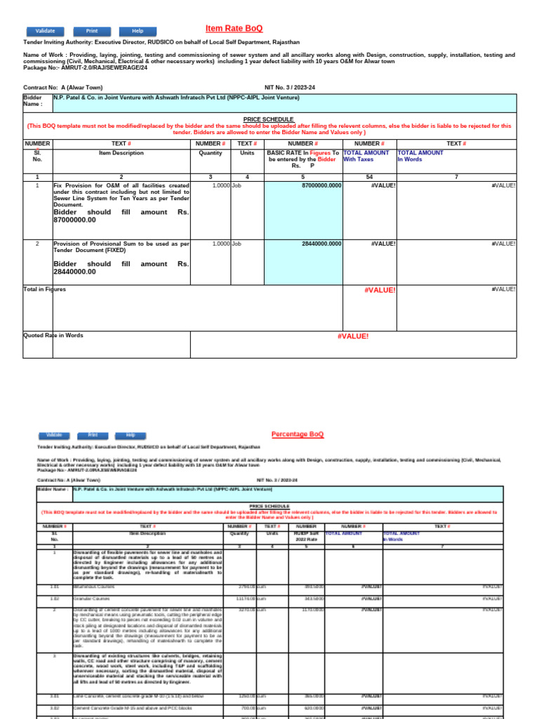 BOQ | PDF | Concrete | Road Surface