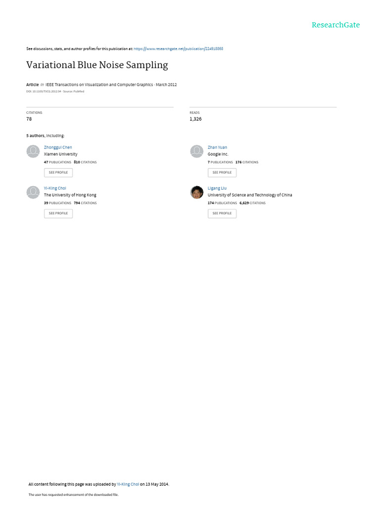 Variational Blue Noise Sampling | PDF | Mathematical Analysis