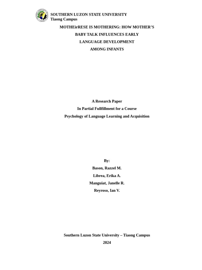 Group 2 Language Psych Motherese | PDF | Language Development | Infants