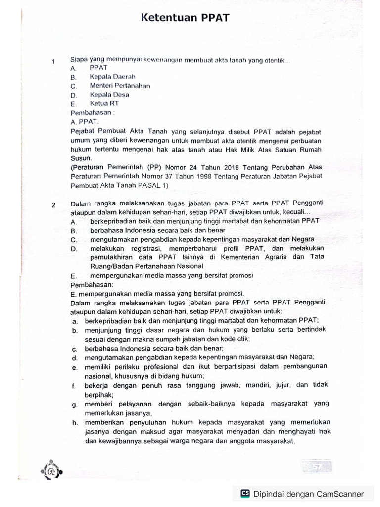 Soal Ketentuan PPAT | PDF Soal Ketentuan PPAT | PDF